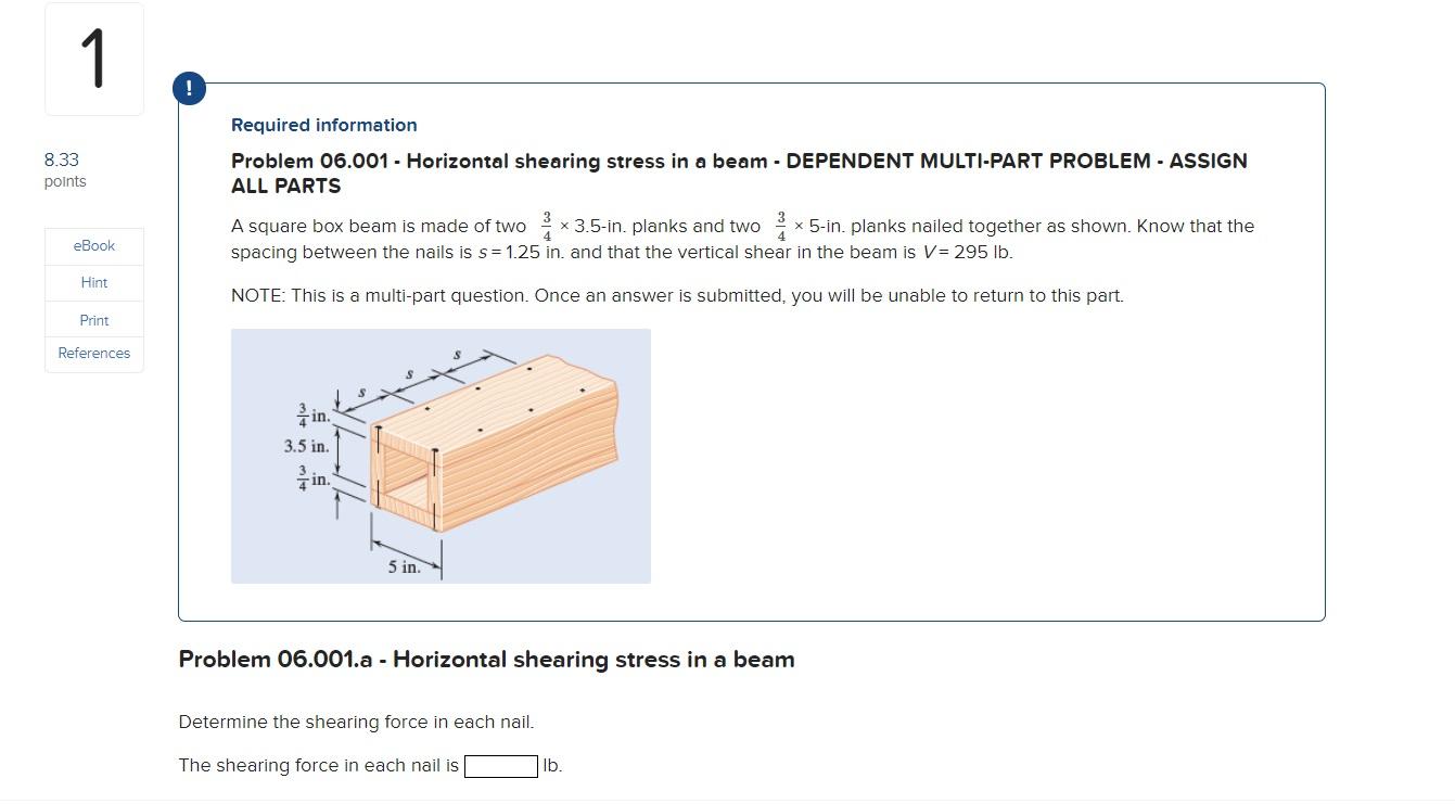 Solved 1 Required information 8.33 points Problem 06.001 - | Chegg.com