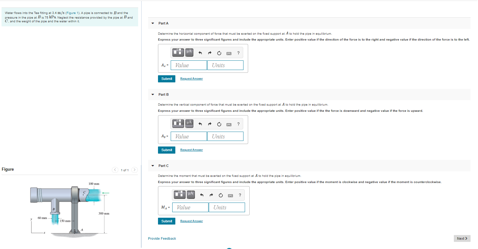 Solved Water flows into the Tee fitting at 3.4 m/s (Figure | Chegg.com