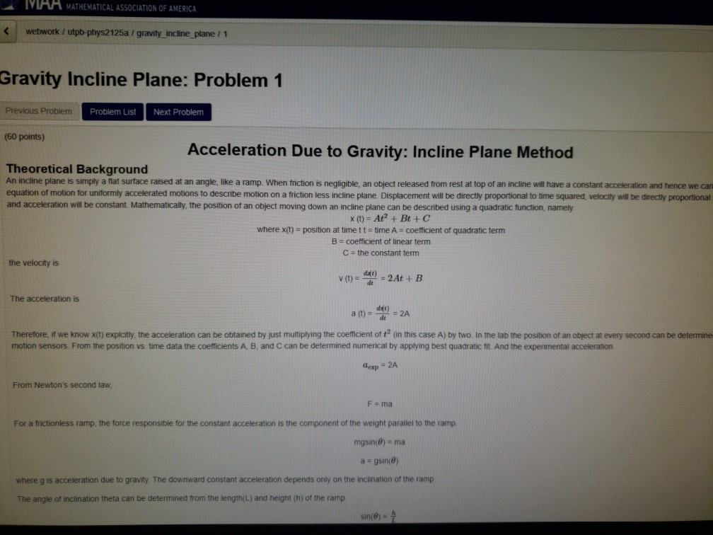 Solved MAA MATHEMATICAL ASSOCIATION OF AMERICA Kwebwork / | Chegg.com