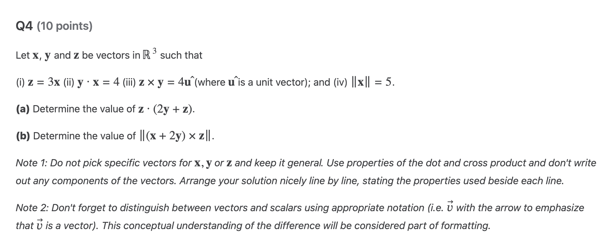 Solved Q4 (10 ﻿points)Let x,y ﻿and z ﻿be vectors in R3 ﻿such | Chegg.com