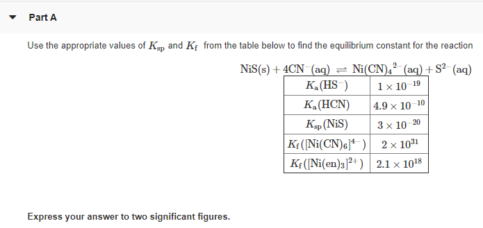 Part A 1 x 10-19 Use the appropriate values of Ksp | Chegg.com