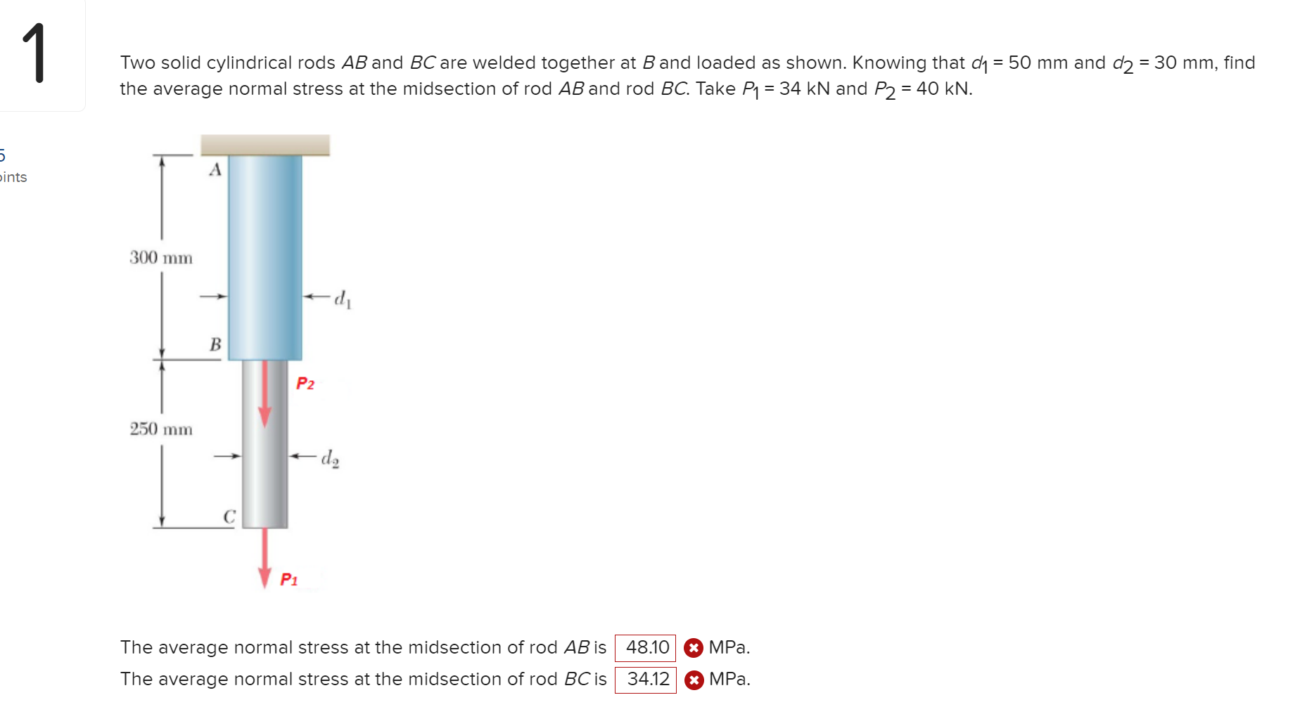 Solved Two solid cylindrical rods AB and BC are welded | Chegg.com