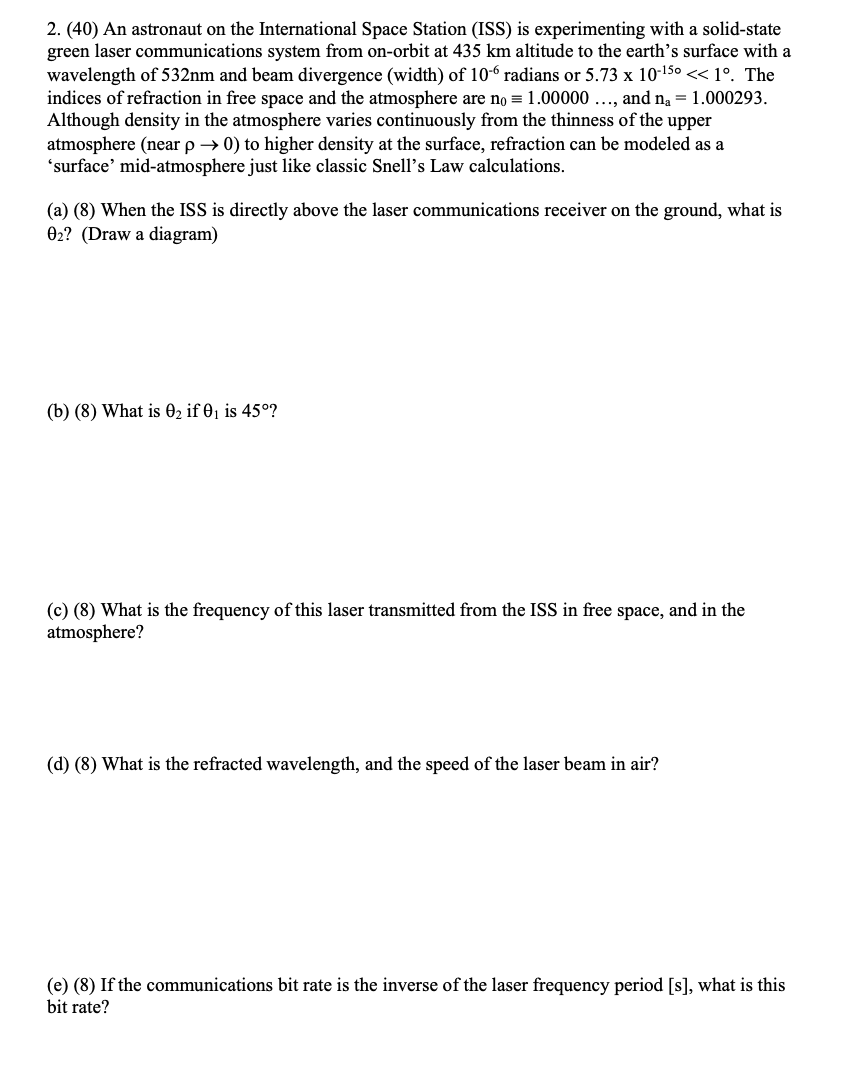 Solved 2. (40) An astronaut on the International Space | Chegg.com