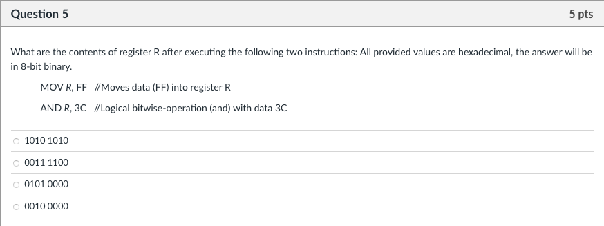 Solved What are the contents of register R after executing | Chegg.com