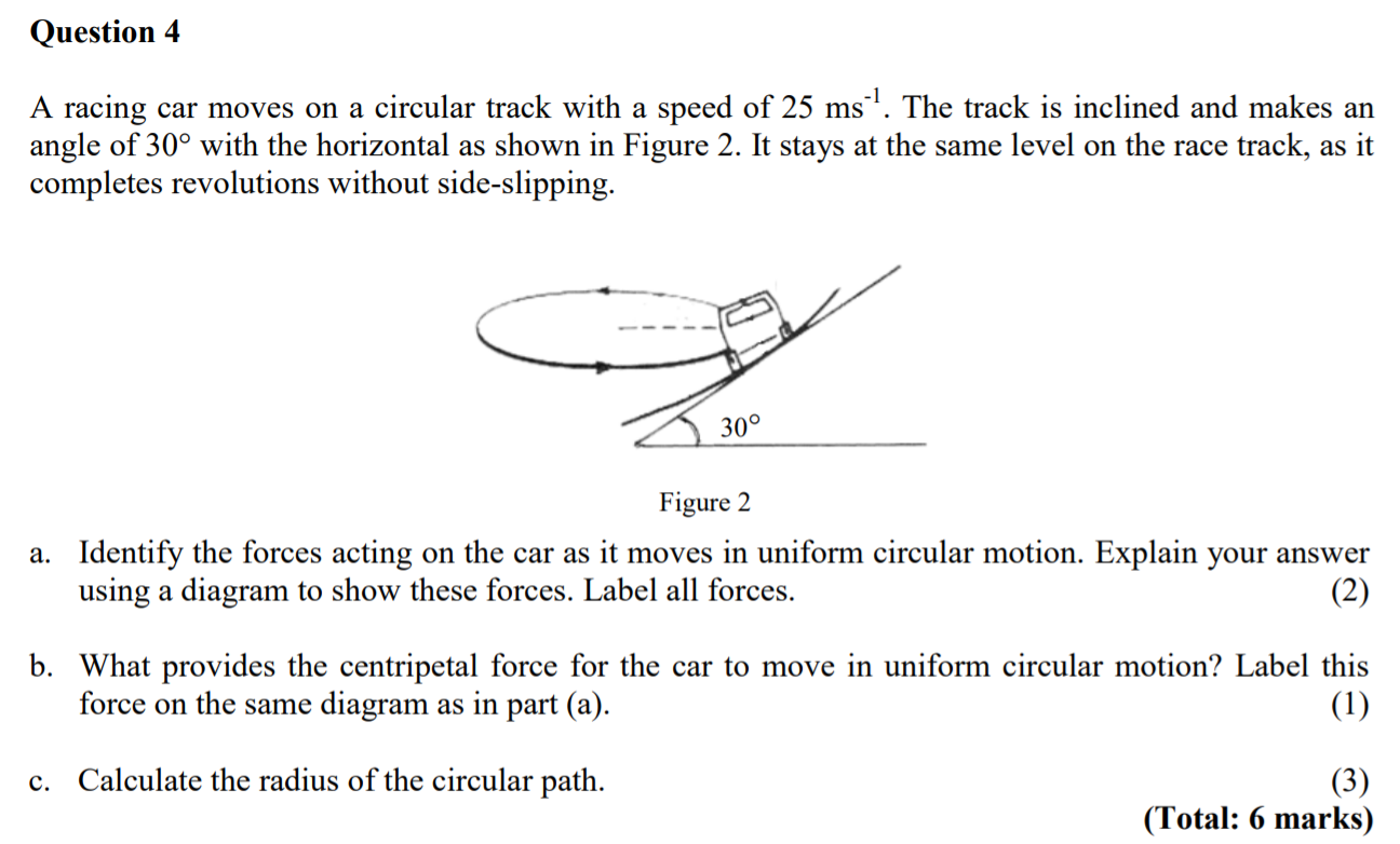 Solved Question 4 A racing car moves on a circular track | Chegg.com