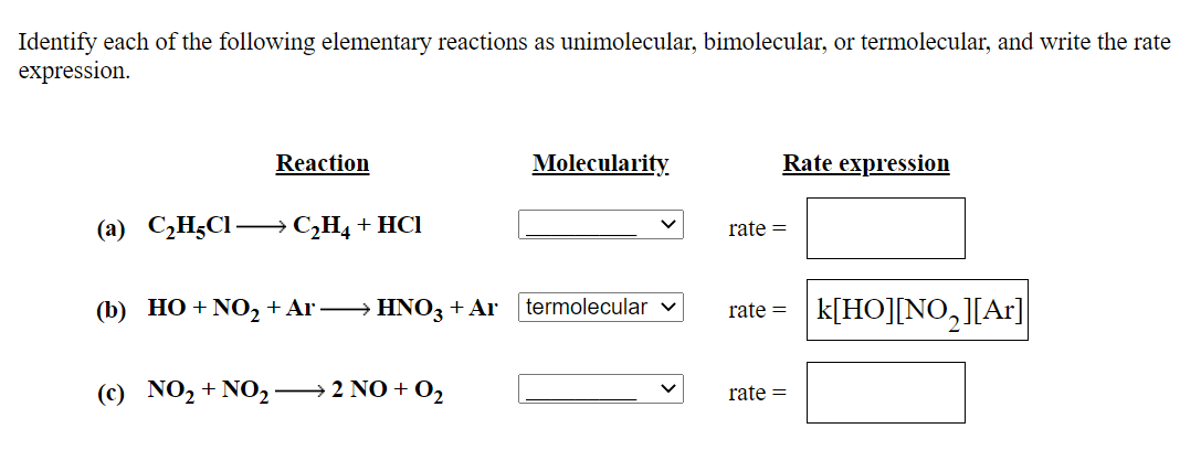 Solved Identify each of the following elementary reactions | Chegg.com