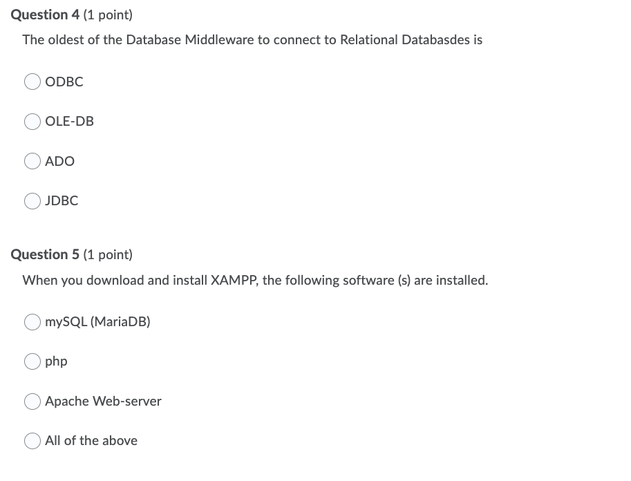 Solved Question 4 1 Point The Oldest Of The Database 