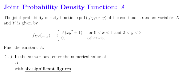 Solved Joint Probability Density Function: A The joint | Chegg.com
