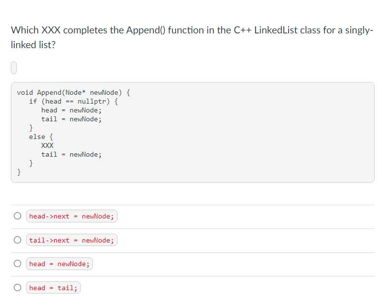 Solved Which Xxx Completes The Append Function In The C