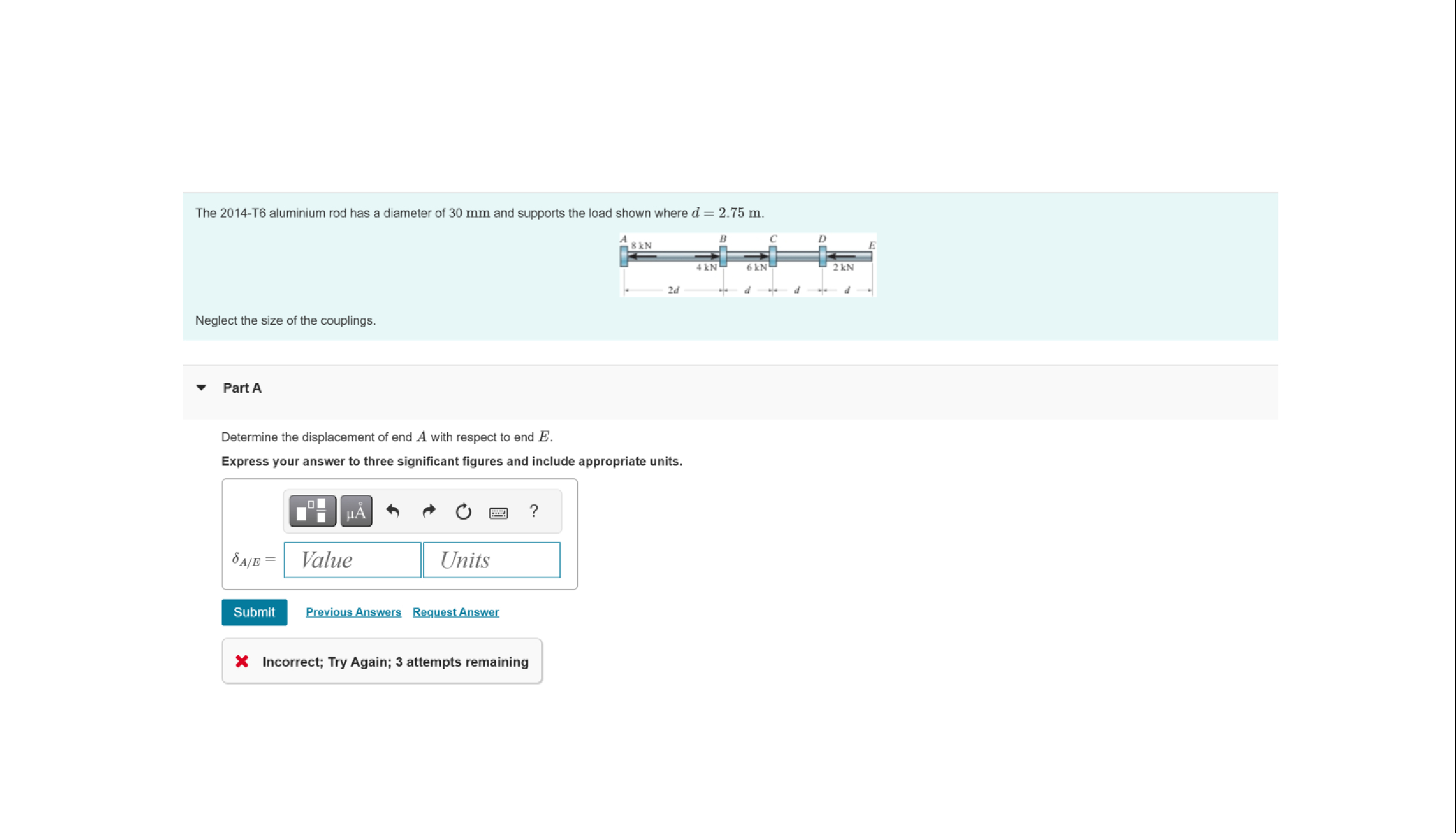 Solved The 2014-T6 ﻿aluminium rod has a diameter of 30 ﻿mm | Chegg.com
