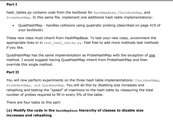 Solved Part I hash_tables.py contains code from the textbook | Chegg.com