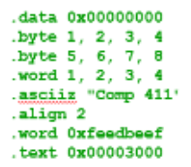 how to write: .data 0x00000000 .byte 1, 2, 3, 4 .byte | Chegg.com
