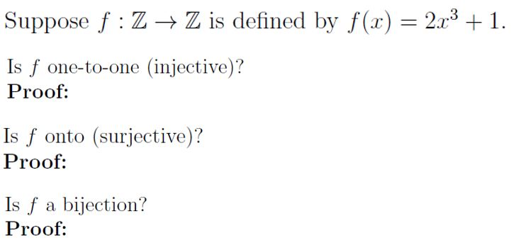 Solved Suppose f : Z+Z is defined by f(1) = 2x3 +1. Is f | Chegg.com