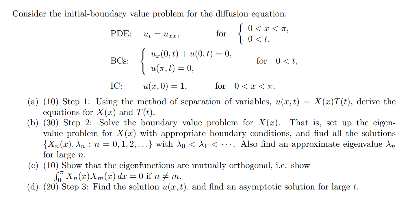 Solved Consider the initial-boundary value problem for the | Chegg.com