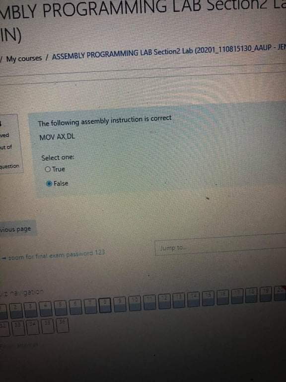 Solved The following assembly instruction is correctMOV | Chegg.com