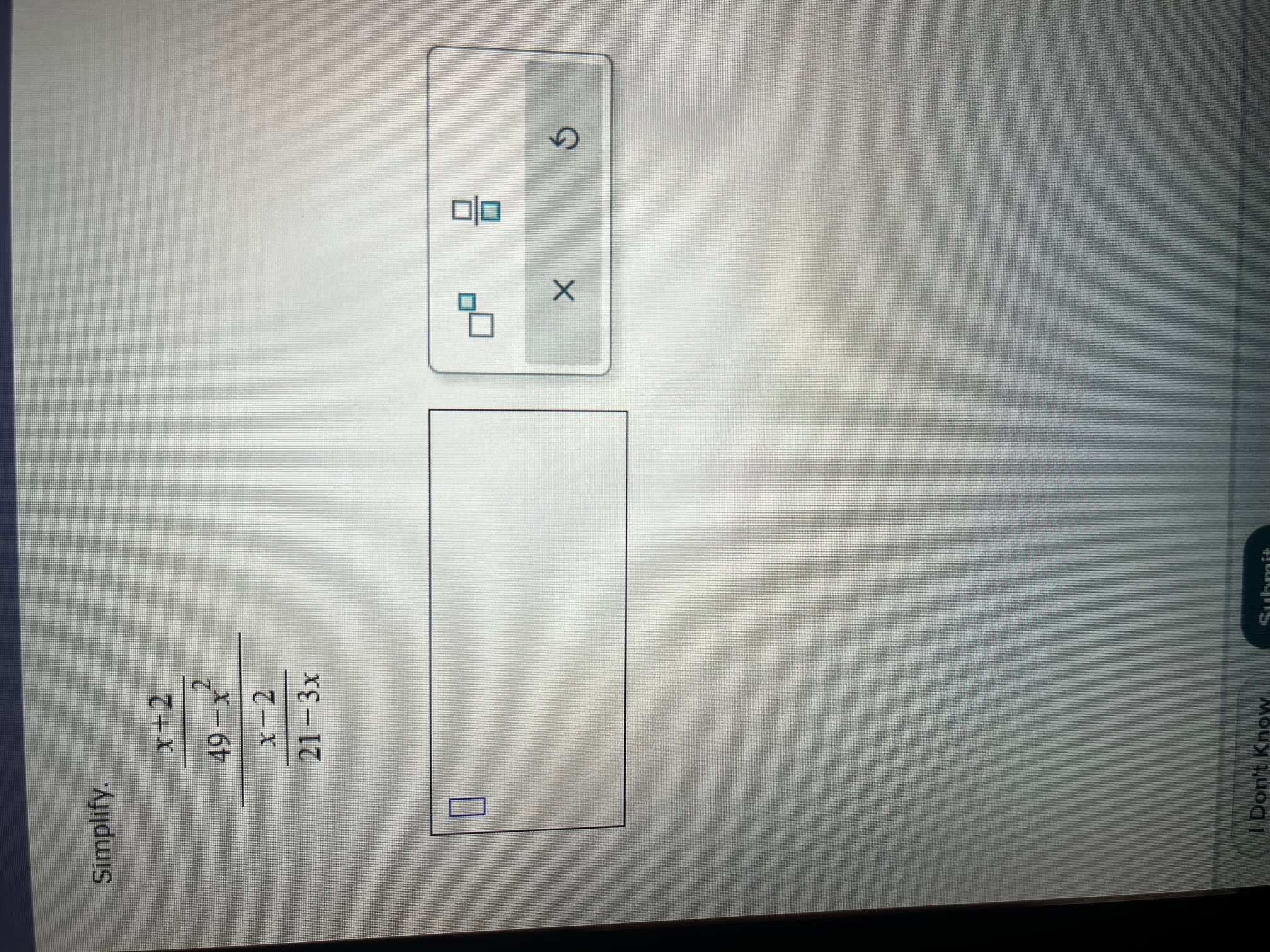 Solved Simplify. 21−3xx−249−x2x+2 | Chegg.com