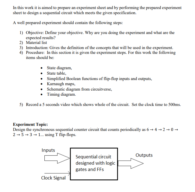 Solved In this work it is aimed to prepare an experiment | Chegg.com