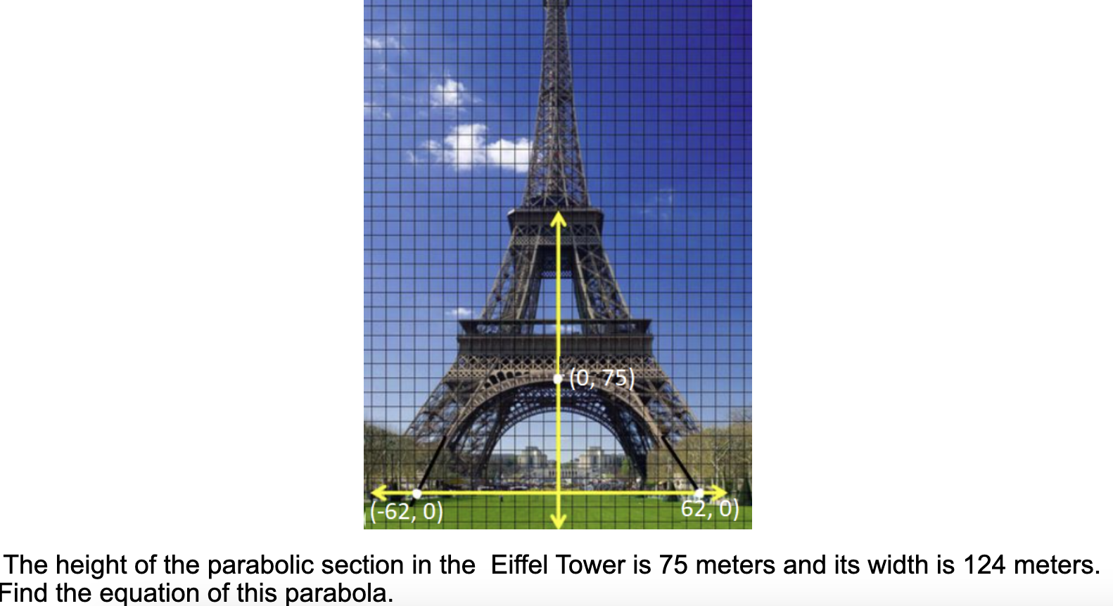 Solved The height of the parabolic section in the Eiffel | Chegg.com