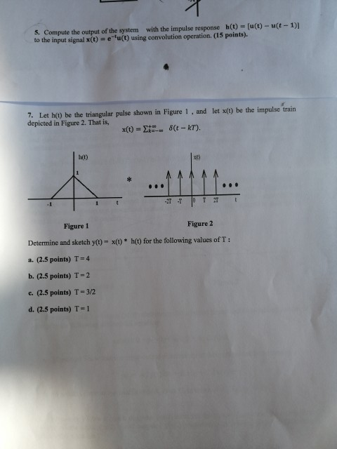 Solved with the impulse response t) using convolution | Chegg.com