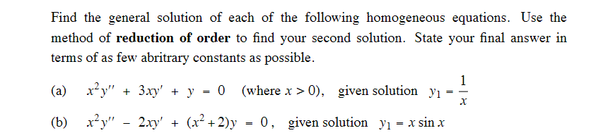 Solved Find the general solution of each of the following | Chegg.com