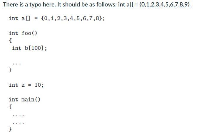 Solved b array is on the stack, initialized segment is | Chegg.com