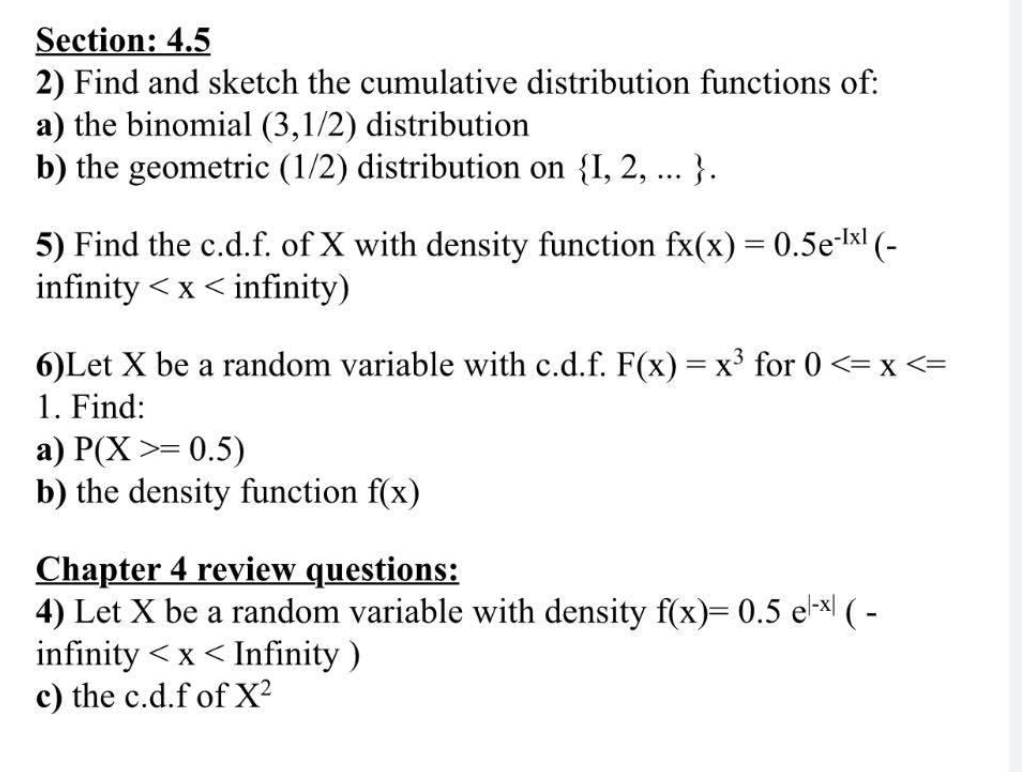 Solved Section: 4.5 2) Find and sketch the cumulative | Chegg.com