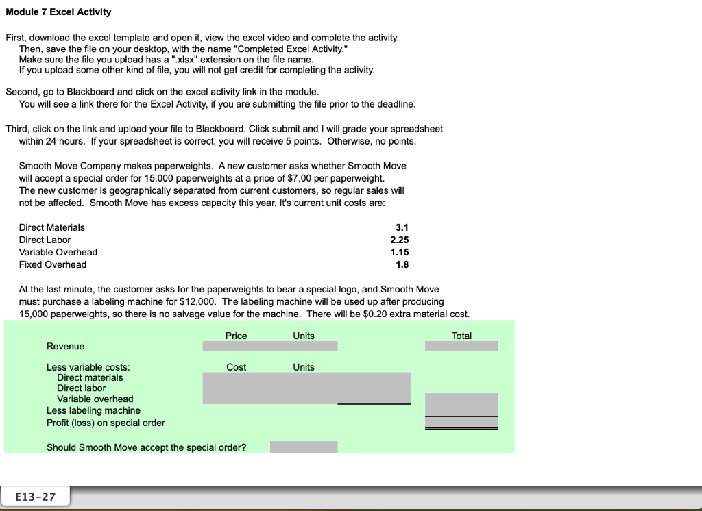 Solved Module 7 Excel Activity First, download the excel | Chegg.com