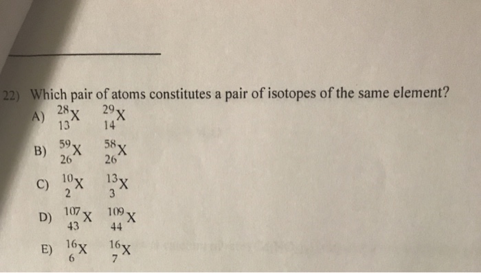 Solved ch pair of atoms constitutes a pair of isotopes of | Chegg.com