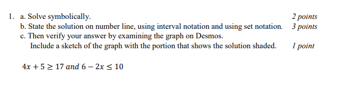 Solved 1. a. Solve symbolically. 2 points b. State the | Chegg.com