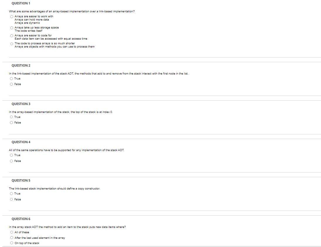 Solved What are some advantages of an array-based | Chegg.com
