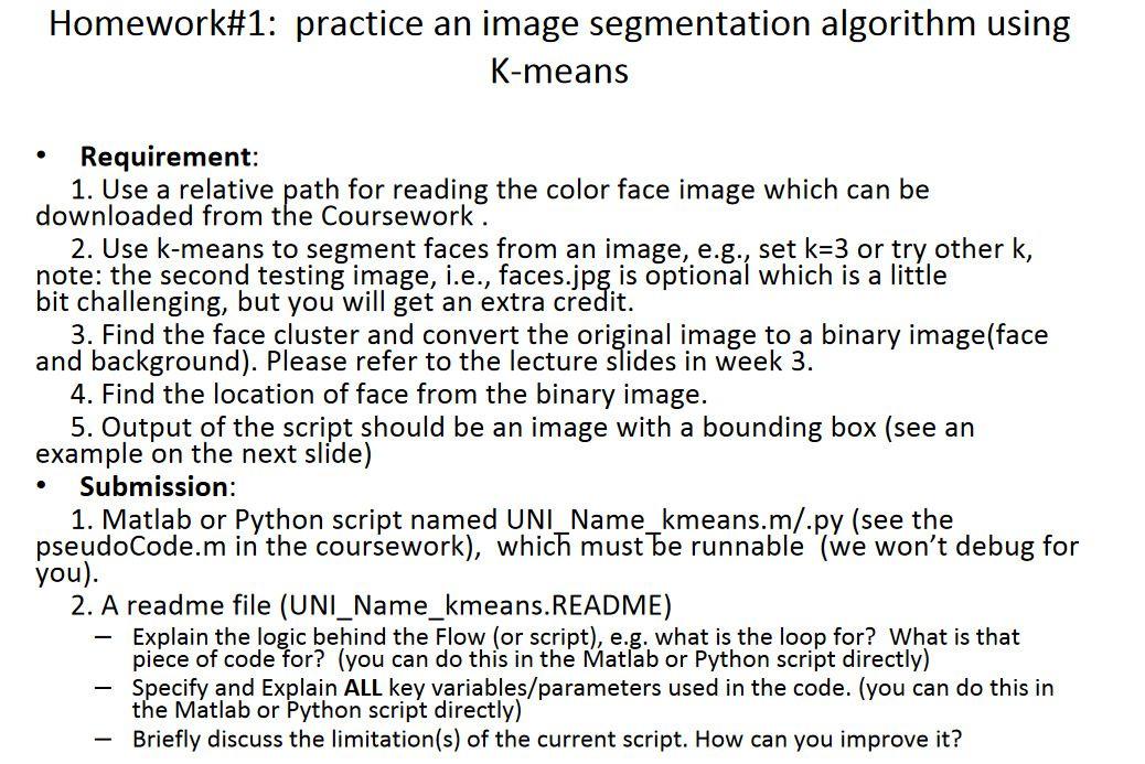 Solved Homework#1: practice an image segmentation algorithm | Chegg.com