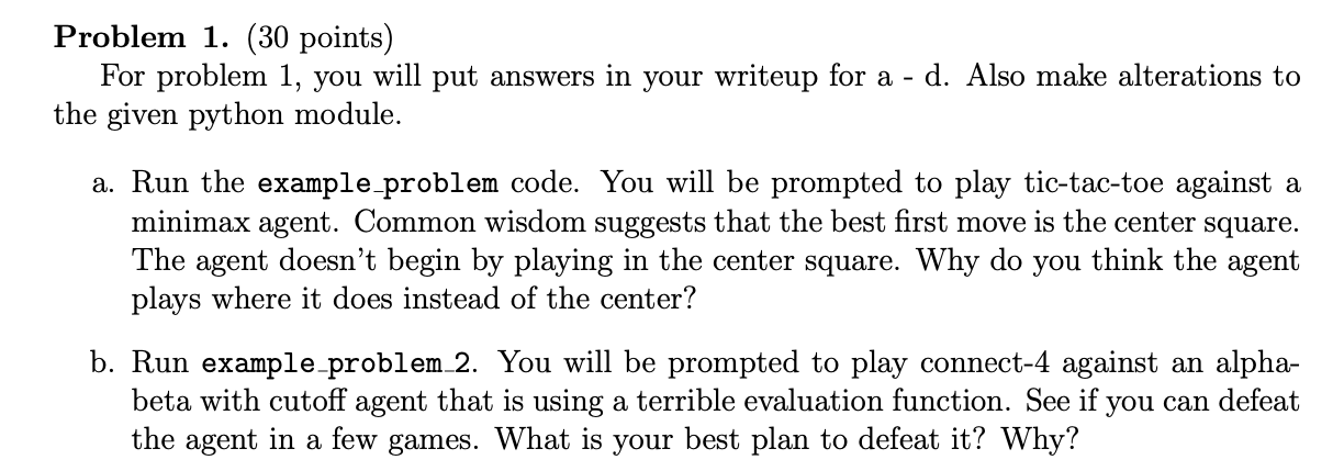 Solved Problem 1. (30 points) For problem 1, you will put | Chegg.com