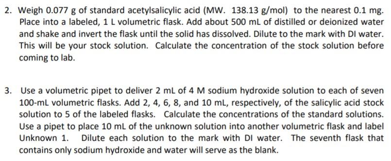 Solved Calculate the concentration of the stock solution and | Chegg.com