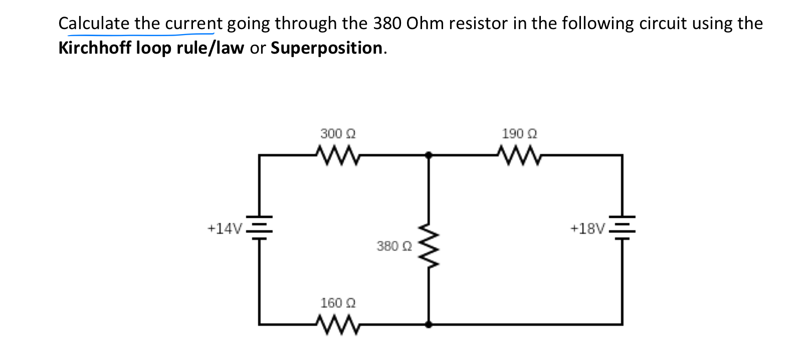 Solved Calculate the current going through the 380 ﻿Ohm | Chegg.com