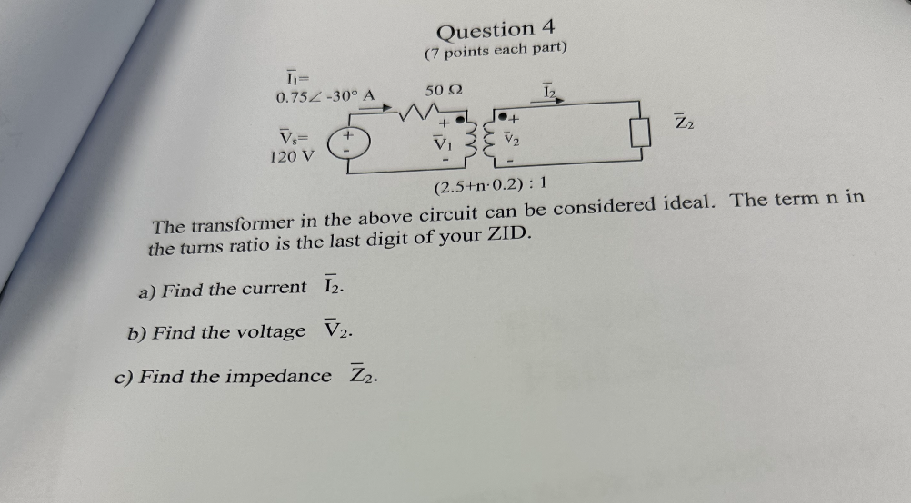 Solved Question 4 (7 points each part) The transformer in | Chegg.com