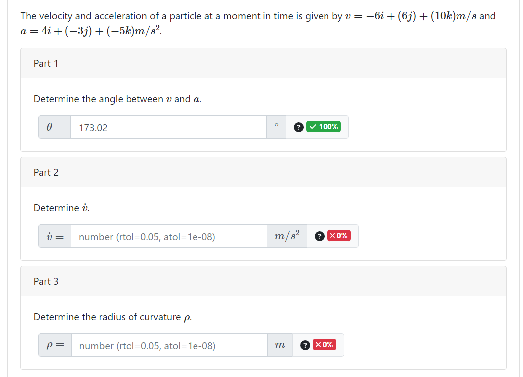 Solved The velocity and acceleration of a particle at a | Chegg.com