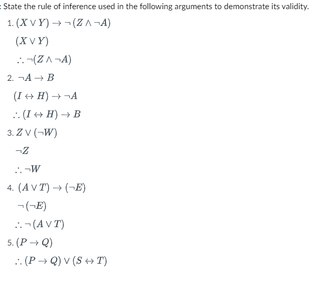 Solved State the rule of inference used in the following | Chegg.com