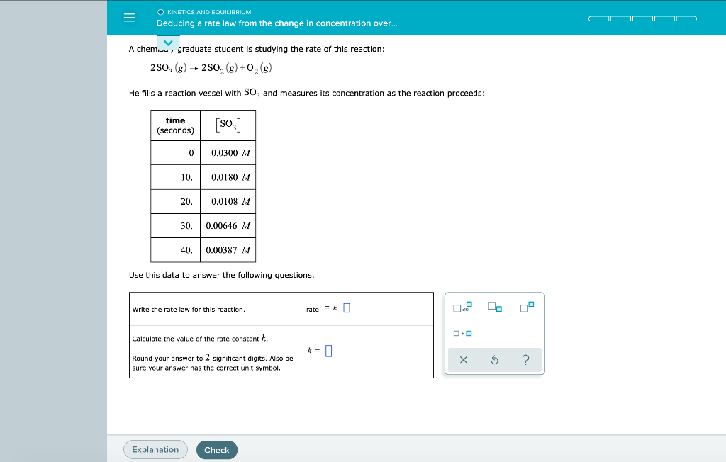 Solved O KINETICS AND EQUILIBRIUM Deducing a rate law from | Chegg.com