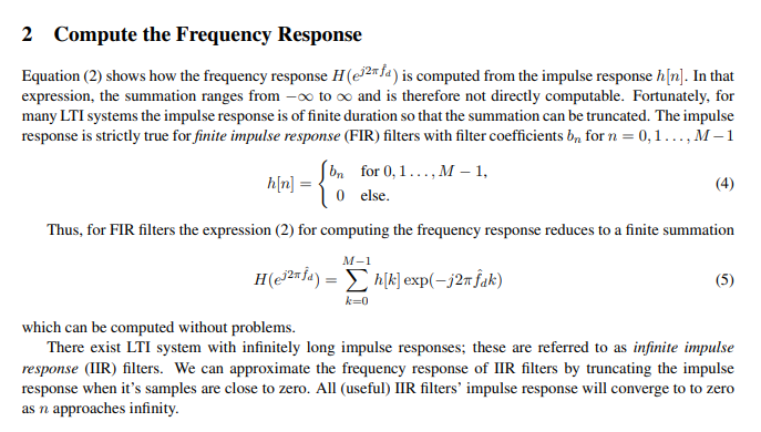 Solved 2 Compute the Frequency Response Equation (2) shows | Chegg.com