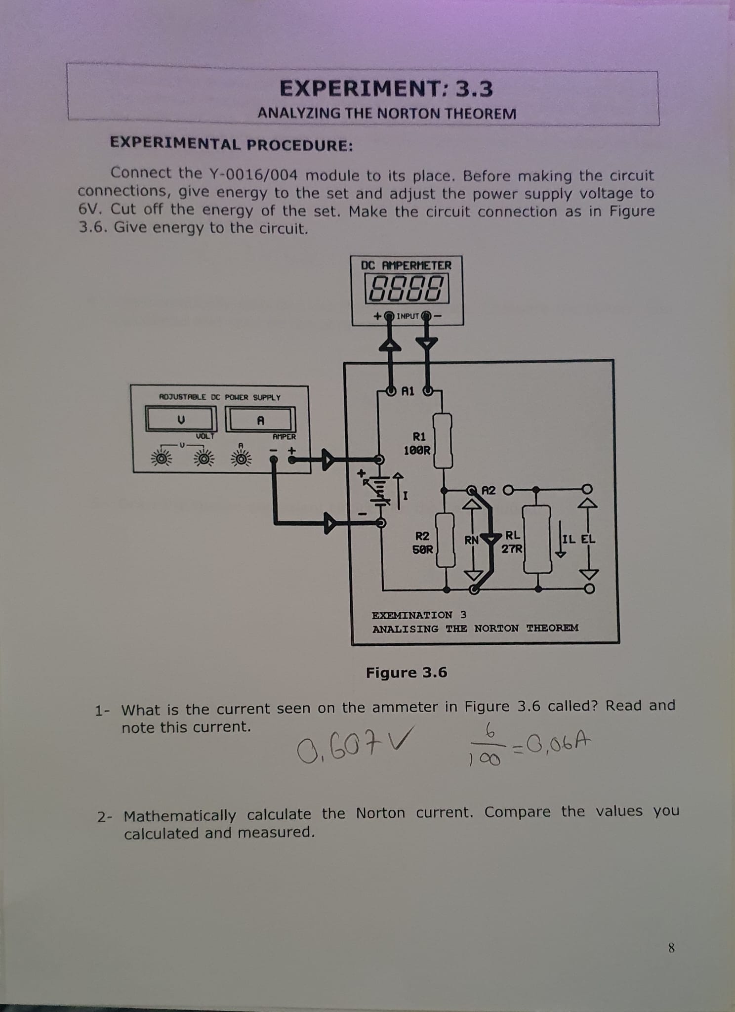 Solved EXPERIMENTAL PROCEDURE: Connect the Y-0016/004 module | Chegg.com