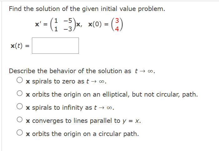 Solved Find the solution of the given initial value problem. | Chegg.com