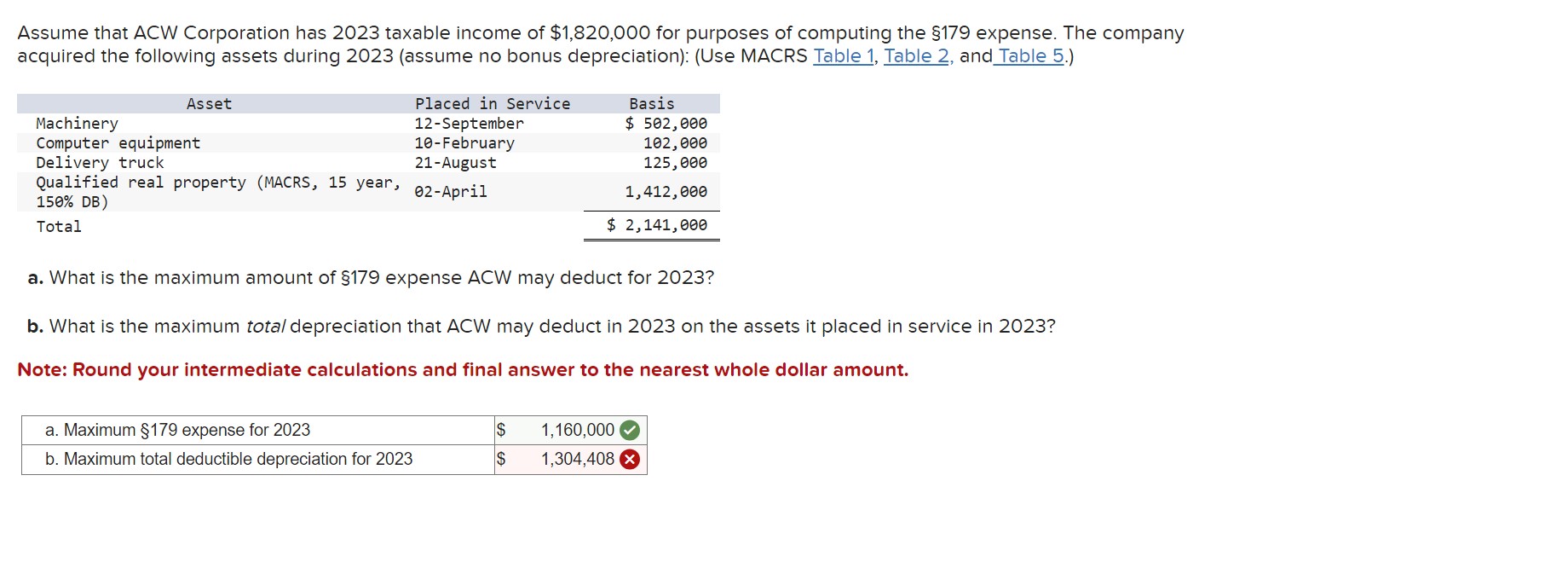 Assume that ACW Corporation has 2023 taxable income | Chegg.com