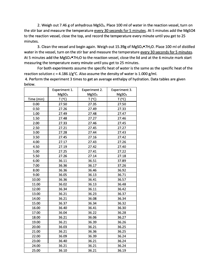 1. Prepare a calorimetry setup as described in the | Chegg.com