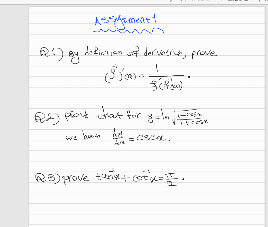 Solved Assignment 1 21 By Definition Of Derivative Prove