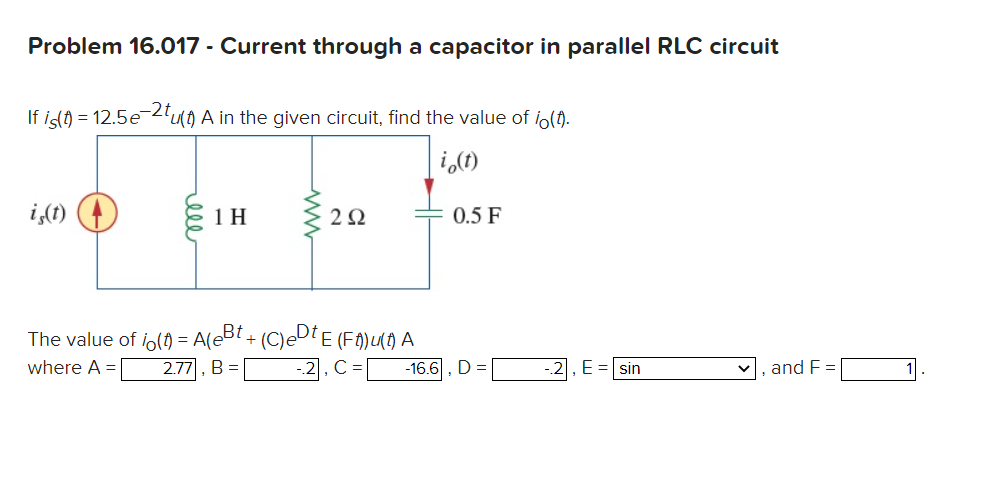 Solved Problem 16.017 - Current through a capacitor in | Chegg.com