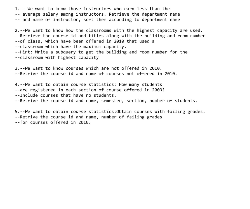 Solved This Is My Sql Homework Questions For The
