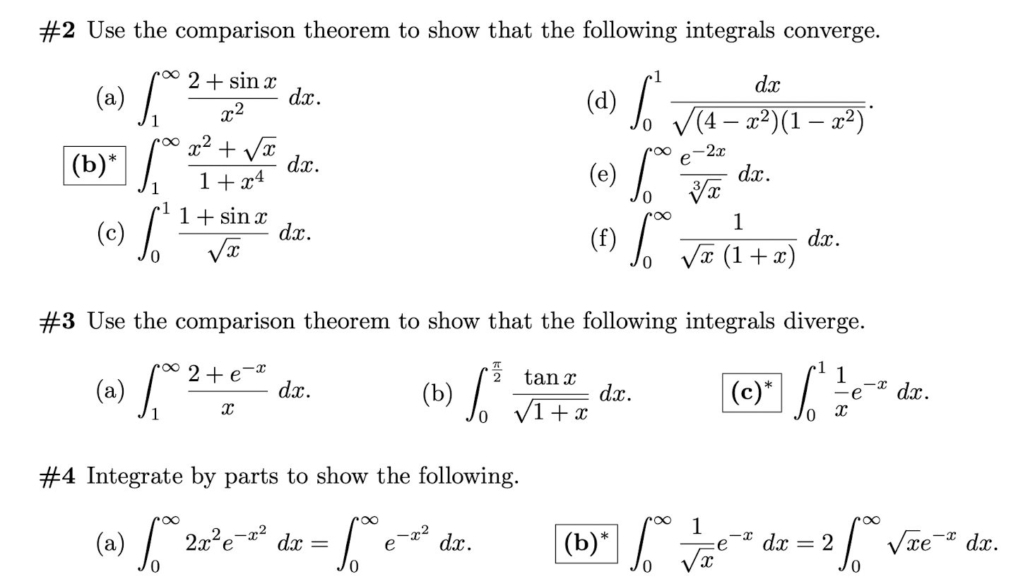 Solved \#2 Use the comparison theorem to show that the | Chegg.com