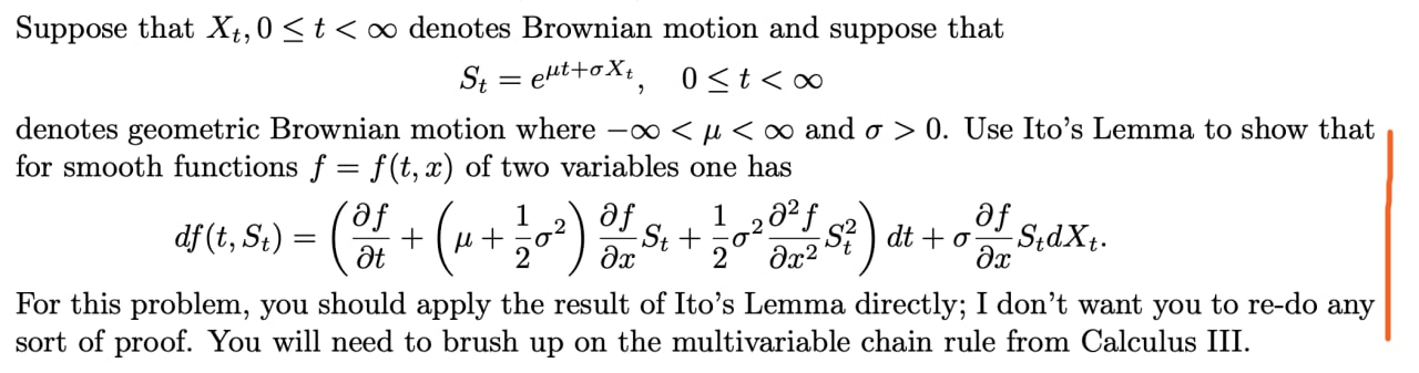 Solved = Suppose that Xt, 0 0. Use Ito's Lemma to show that | Chegg.com