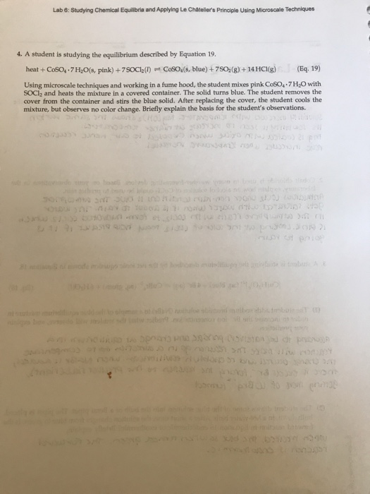 Solved Lab 8: Studying Chemical Equilibria and Applying Le | Chegg.com
