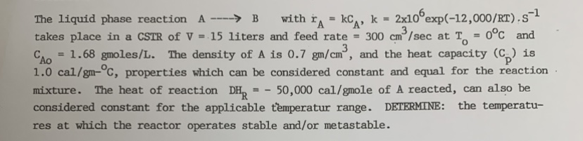 The liquid phase reaction A B with | Chegg.com